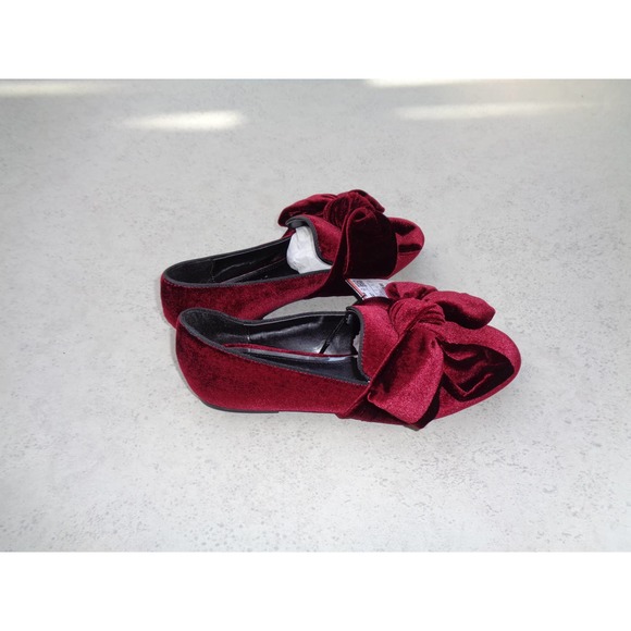 Zara | Shoes | Zara Burgundy Red Velvet Mutton Bow Nonslip Loafer Flats ...